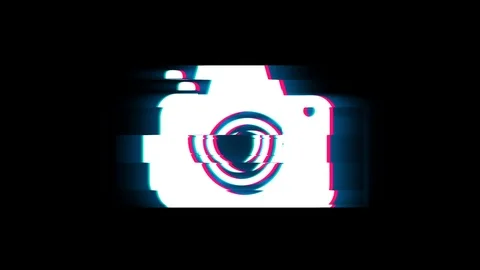 Camera Photography Symbol on Glitch Retr... | Stock Video | Pond5