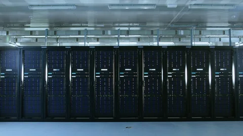 Camera Super Zoom Shot of a Working Data... | Stock Video | Pond5