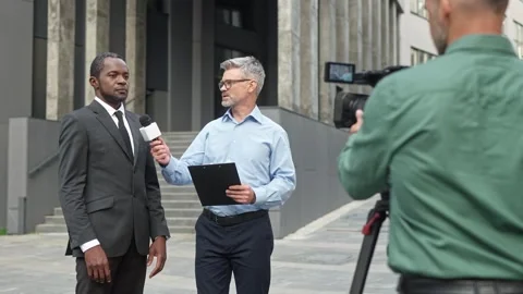 Camera view of mixed-raced people record... | Stock Video | Pond5