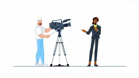 Cameraman Filming Black Female Reporter ... | Stock Video | Pond5