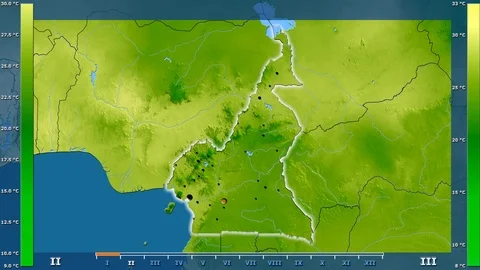 Cameroon - average temperature, borders ... | Stock Video | Pond5