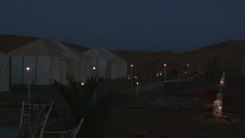 Camp in Sahara Desert at Night 4k 50fps | Stock Video | Pond5