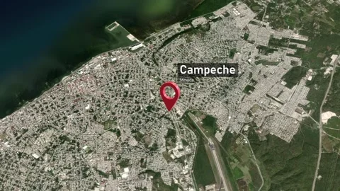 Campeche City Map Zoom (Mexico) from Spa... | Stock Video | Pond5