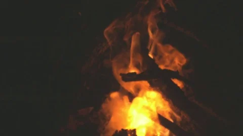 Campfire With Black Powder Sparking and ... | Stock Video | Pond5