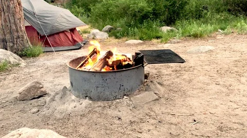 Campfire burning on a summer night campi... | Stock Video | Pond5