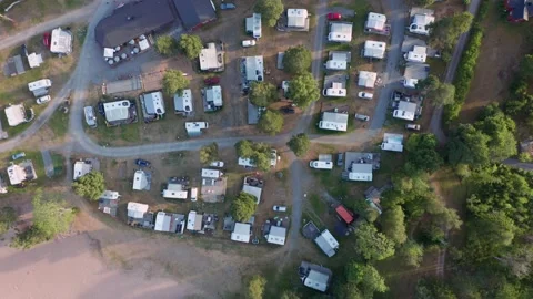 Campground overhead top down. Motorhome ... | Stock Video | Pond5