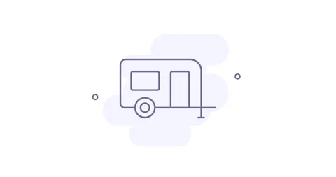 camping trailer 2d animated outline icon | Stock Video | Pond5