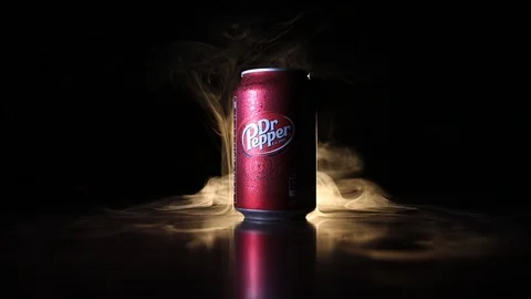 Can of Dr Pepper soft drink on dark tone... | Stock Video | Pond5