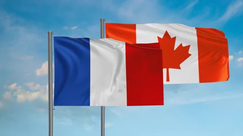 Canada and France flag waving together i... | Stock Video | Pond5