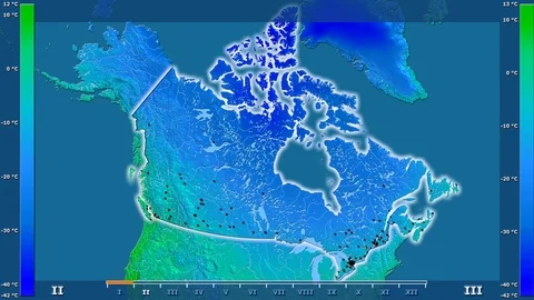 Canada - average temperature, borders an... | Stock Video | Pond5