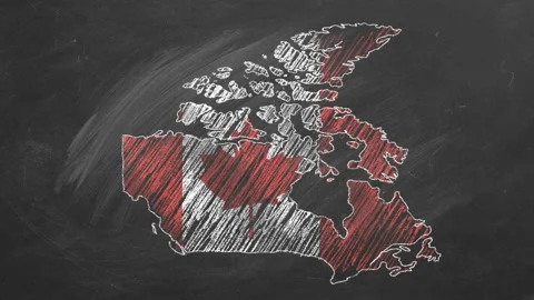 Canada. Chalk drawn and animated map wit... | Stock Video | Pond5