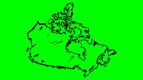 Canada drawing outline map green screen ... | Stock Video | Pond5