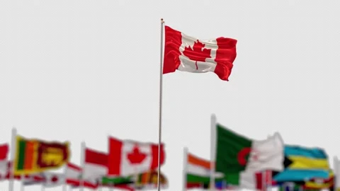 Canada flag with world flags alpha | Stock Video | Pond5