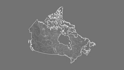 Canada map - cartoon. Border. Grayscale. | Stock Video | Pond5