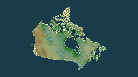 Canada map - cartoon. Regions. Physical. | Stock Video | Pond5