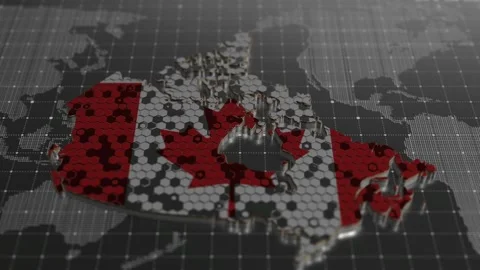Canada Map Digital Network Cybersecurity... | Stock Video | Pond5
