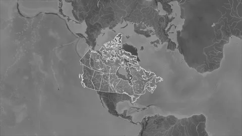 Canada map - extract. Regions. Grayscale... | Stock Video | Pond5