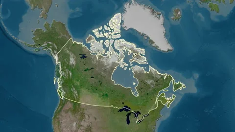 Canada map - solid. Border. Satellite. L... | Stock Video | Pond5