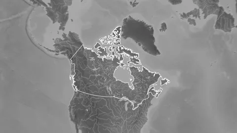 Canada map - solid. Regions. Grayscale. ... | Stock Video | Pond5
