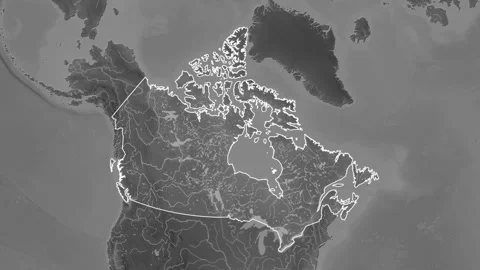 Canada map - solid. Regions. Grayscale. | Stock Video | Pond5