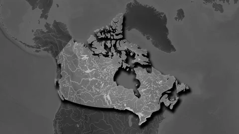 Canada map - solid. Shadow. Grayscale. L... | Stock Video | Pond5