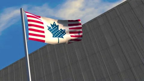 Canada USA hybrid flag waving with a wal... | Stock Video | Pond5