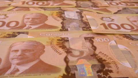 Canadian 100 dollar polymer banknotes wi... | Stock Video | Pond5