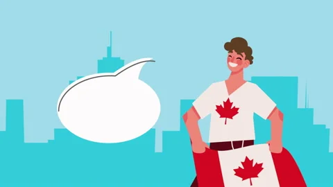 canadian boy with flag celebration anima... | Stock Video | Pond5