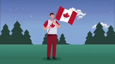 canadian man with flag animation | Stock Video | Pond5