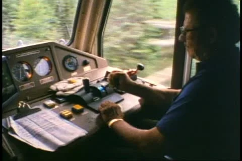 THE CANADIAN TRAIN, 1990, Engineer in th... | Stock Video | Pond5