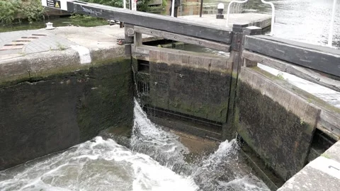 Canal Pound lock chamber's wooden gates ... | Stock Video | Pond5