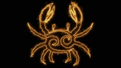 Cancer zodiac symbol on fire animation o... | Stock Video | Pond5
