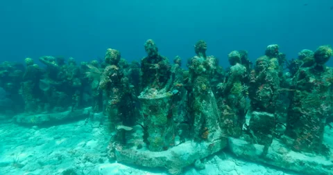 Cancun Musa statues during a dive in Mex... | Stock Video | Pond5