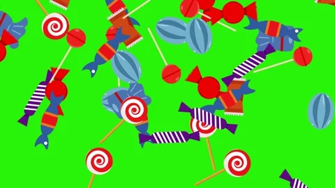 Candies group animation , green screen c... | Stock Video | Pond5