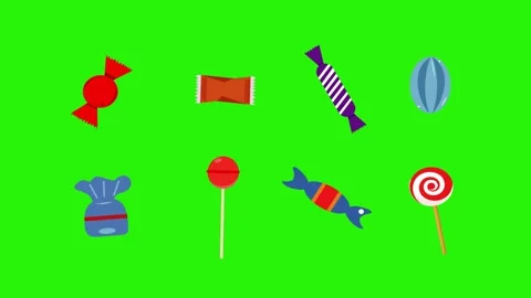 Candies group animation , green screen c... | Stock Video | Pond5