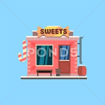 Candy Shop Front. Vector Illustration: Graphic #57997841