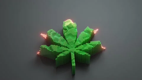Cannabis Marijuana Leaf made of pixels 3... | Stock Video | Pond5