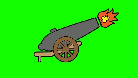 cannon animation green screen. 2D flat s... | Stock Video | Pond5