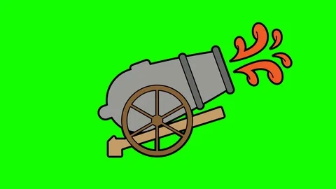 cannon animation green screen. 2D flat s... | Stock Video | Pond5