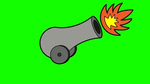 cannon animation green screen. 2D flat s... | Stock Video | Pond5