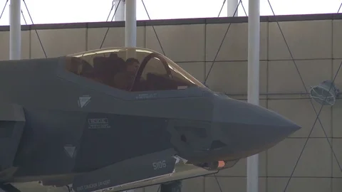 Canopy of F-35A Lightning II opening ins... | Stock Video | Pond5