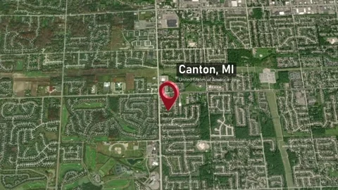 Canton City Map Zoom (MI, USA) from Spac... | Stock Video | Pond5