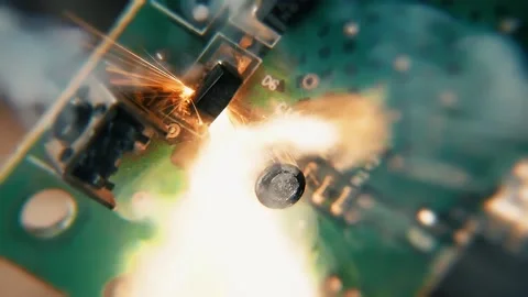 Capacitor explosion. Fire and sparks. Sh... | Stock Video | Pond5