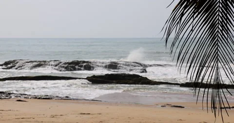 Cape Coast Ghana ocean beach waves palm ... | Stock Video | Pond5