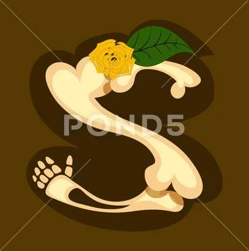 Capital beige font S letter of english alphabet ~ Clip Art #101527395