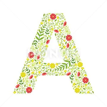 Capital Letter A, Green Floral Alphabet Element, Font Uppercase Letter ...