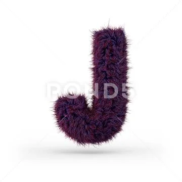 Capital letter J. Uppercase. Purple fluffy and furry font. 3D ...