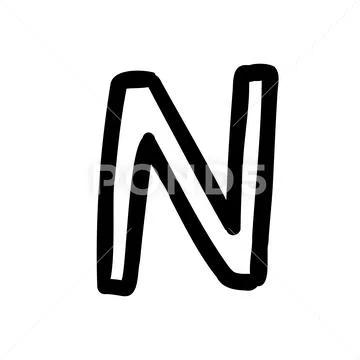 Capital N letter of latin english outline font: Royalty Free #244601734