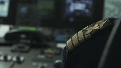 Captain's shoulder strap. Control panel ... | Stock Video | Pond5