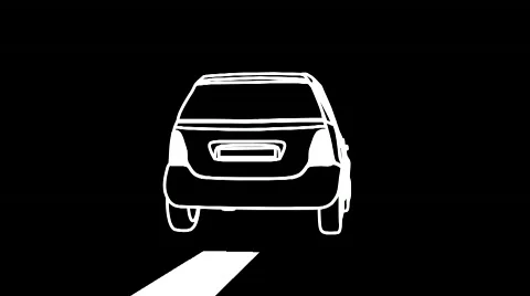 Car 3d animation outline back view black... | Stock Video | Pond5